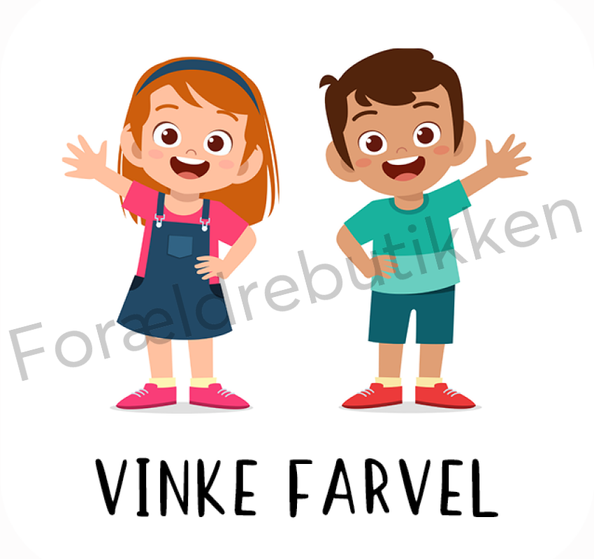 Piktogram - Vinke farvel (pige og dreng) – Forældrebutikken