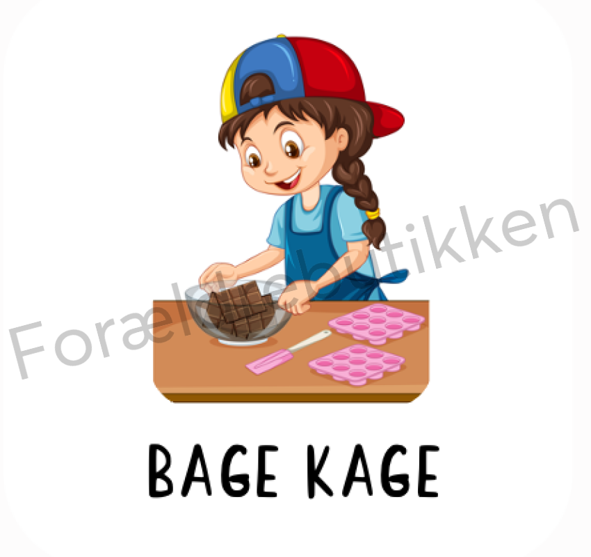 Piktogram - Bage kage – Forældrebutikken