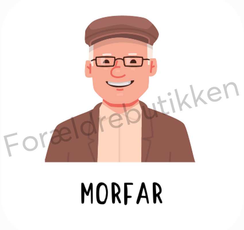 Piktogram - Morfar (Brun hat og briller) – Forældrebutikken